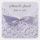 Lavender Bow On Lace Wedding Vow Renewal Square Sticker | Zazzle