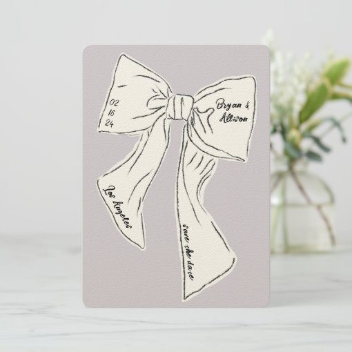 Lavender bow save the date wedding invitation | Zazzle