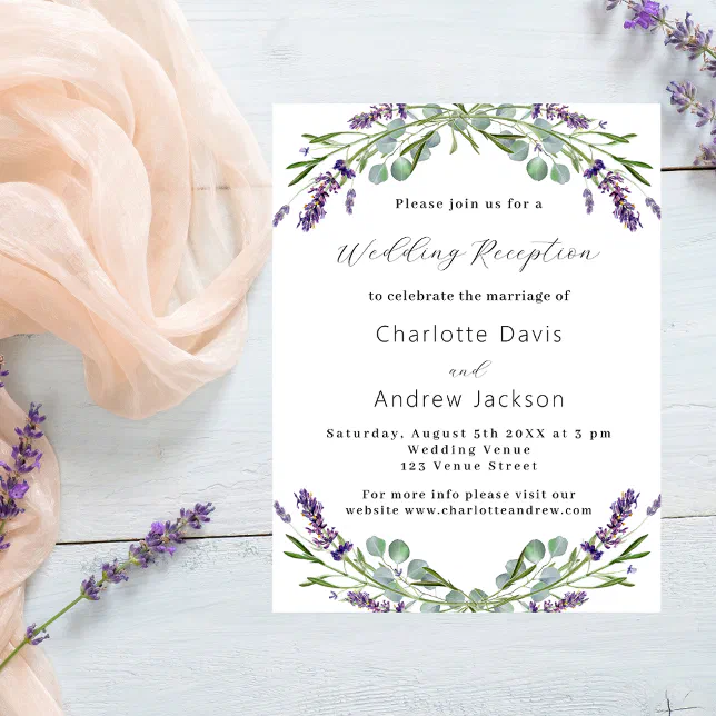 Lavender budget wedding reception invitation flyer | Zazzle