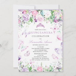 Lavender Butterfly Themed Quinceanera Invitation | Zazzle