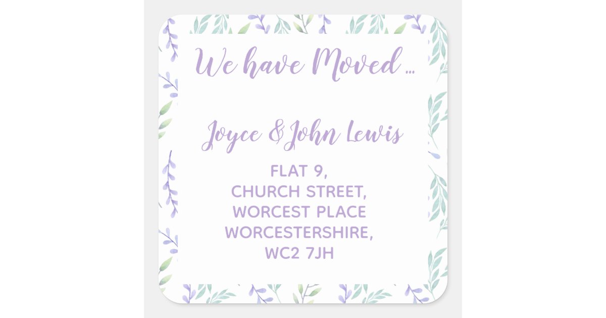 LAVENDER Change of Address Stickers | Zazzle