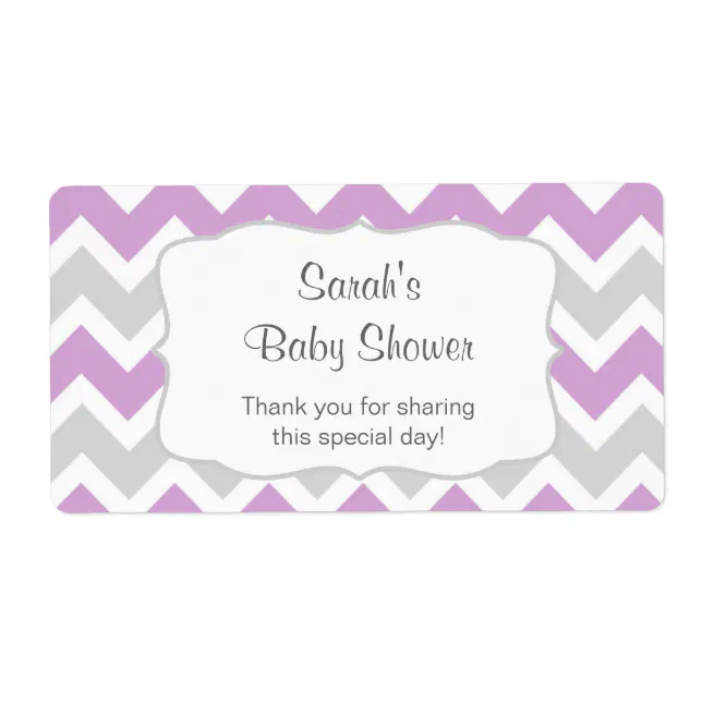 Lavender Chevron Water Bottle or favor u customize Label | Zazzle