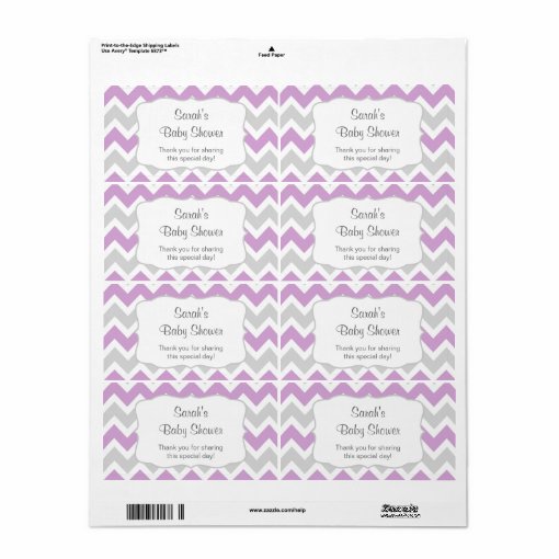 Lavender Chevron Water Bottle or favor u customize Label | Zazzle