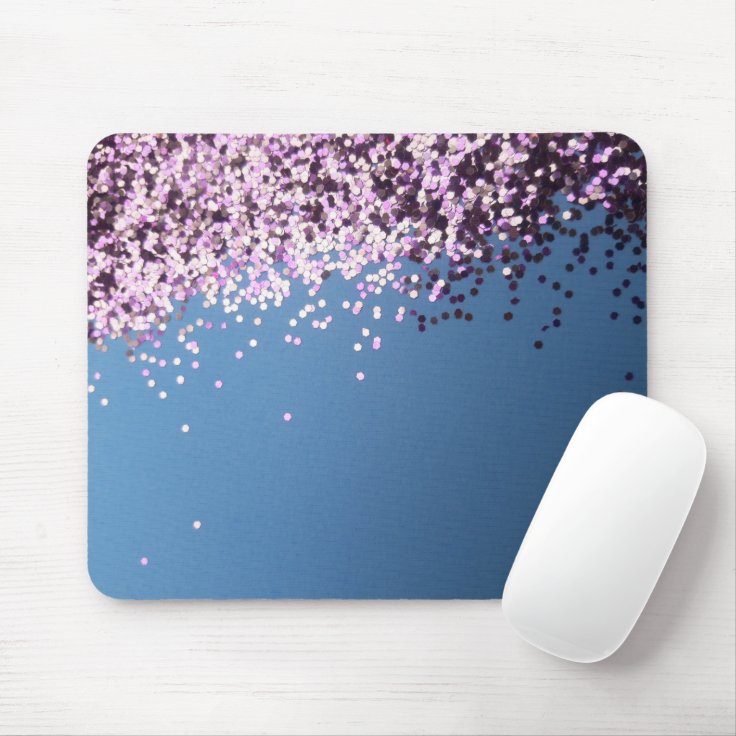 Lavender confetti on blue mouse pad | Zazzle