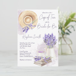 Lavender cup of tea, tea party bridal shower invitation | Zazzle