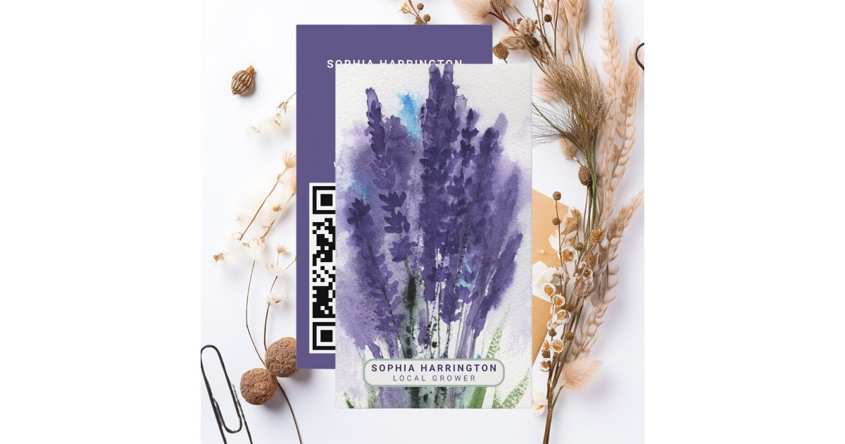 Lavender Custom QR Code Scannable Farmers Market Business Card | Zazzle
