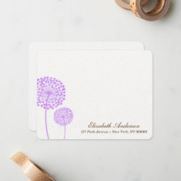 Lavender Dandelions Flat Note Cards | Zazzle