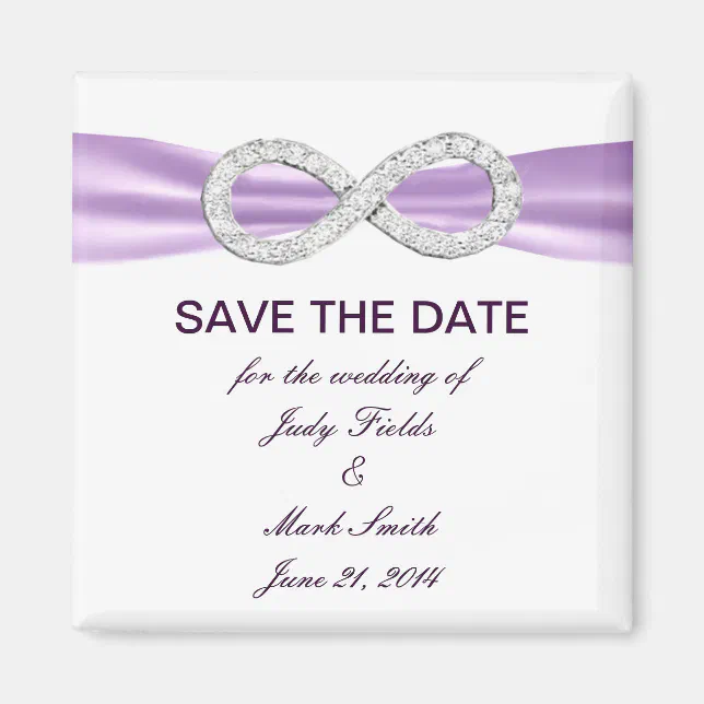 Lavender Diamond Infinity Save The Date Magnet | Zazzle