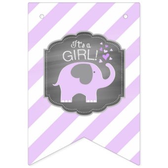 Lavender Elephant Girl Baby Shower Bunting Flags | Zazzle