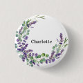 Lavender eucalyptus greenery name tag button | Zazzle