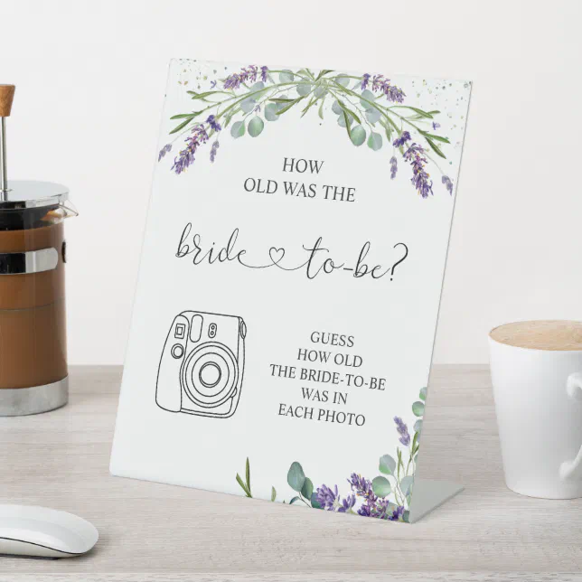 Lavender Eucalyptus How Old Was the Bride Pedestal Sign | Zazzle