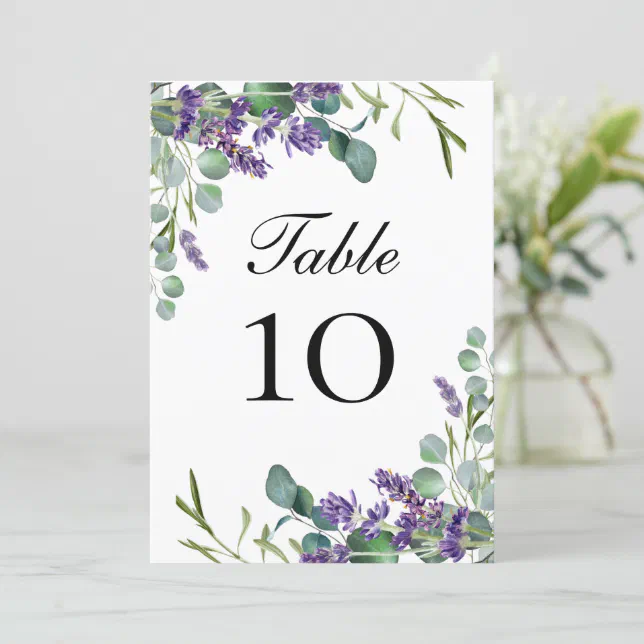 Lavender Eucalyptus Wedding Table Number Cards | Zazzle