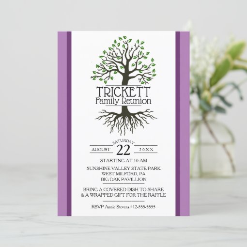 Lavender Family Tree Family Reunion Invitation | Zazzle