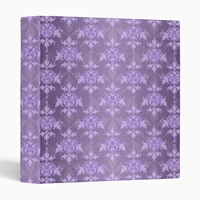 Lavender Fancy Damask 3 Ring Binder | Zazzle