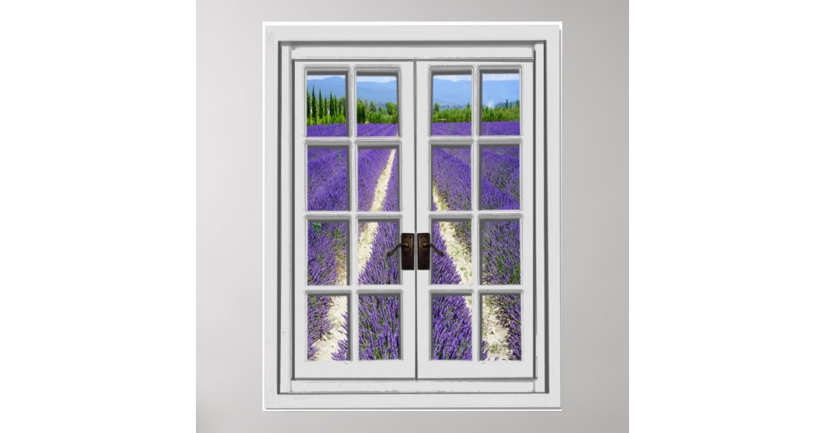 Lavender Field View Fake Window Poster | Zazzle