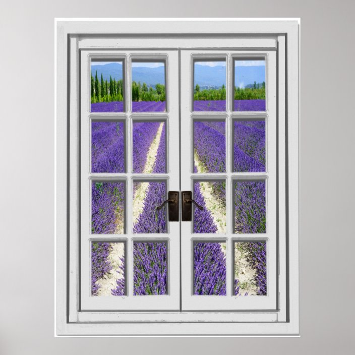 Lavender Field View Fake Window Poster | Zazzle.com