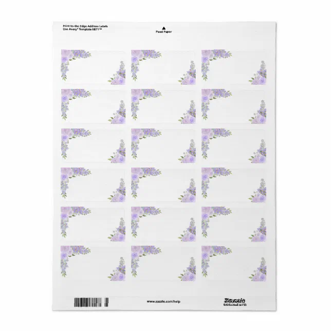 Lavender Floral Blank DIY Print Wedding Address Label | Zazzle