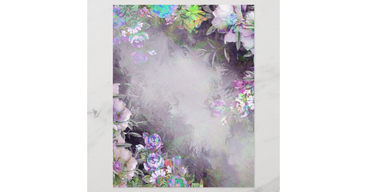 Lavender Floral Frame Scrapbook Paper | Zazzle