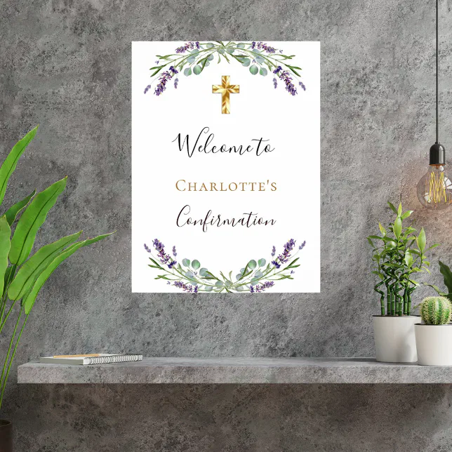 Lavender floral greenery Confirmation welcome Poster | Zazzle