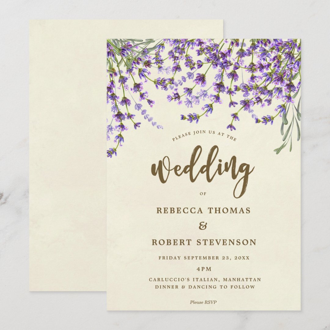 lavender floral modern wedding invitation | Zazzle