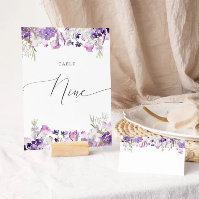 Lavender floral Nine Table Number | Zazzle