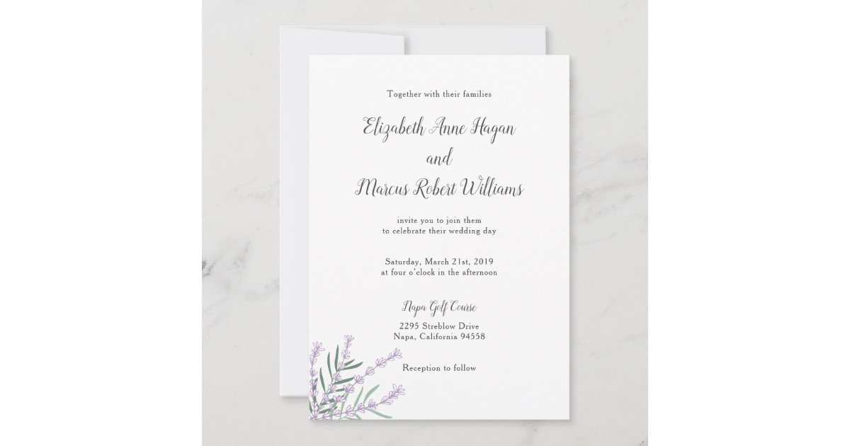 Lavender Floral Wedding Invitation | Zazzle