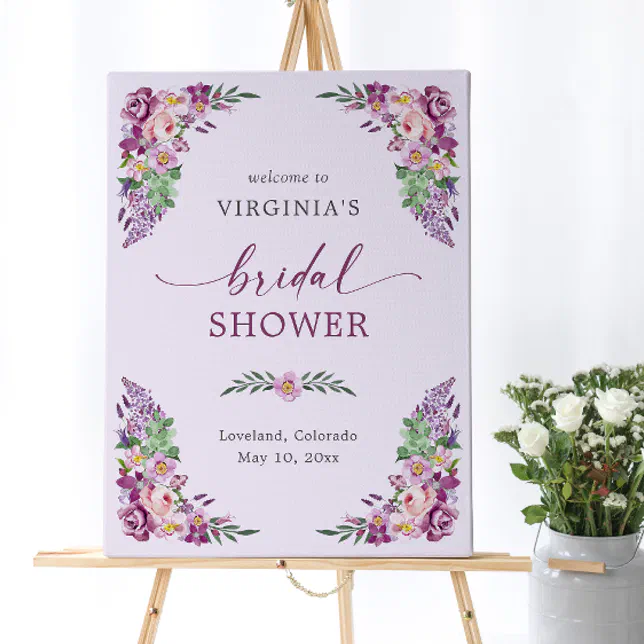 Lavender Floral Welcome Sign | Zazzle