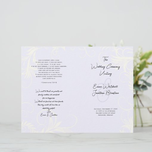 Lavender Flourish Folded Church Wedding Program | Zazzle