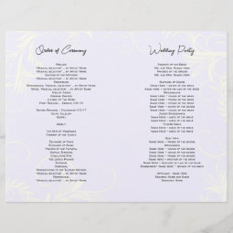 Lavender Flourish Folded Church Wedding Program | Zazzle