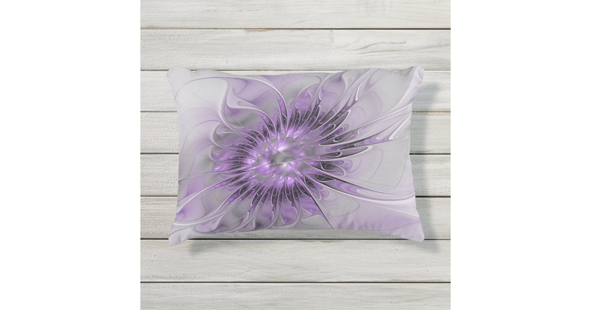 Lavender Flower Dream Modern Abstract Fractal Art Outdoor Pillow | Zazzle