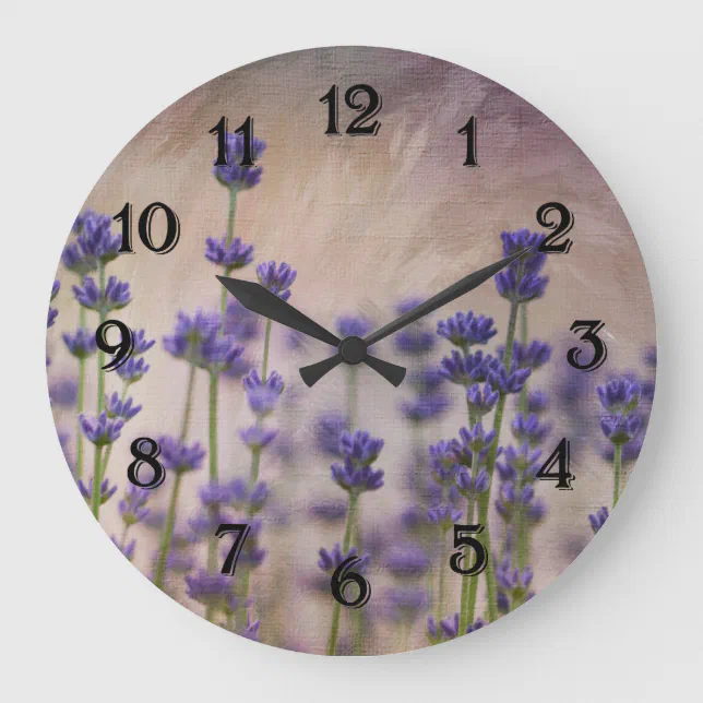 Lavender Flowers Large Clock | Zazzle