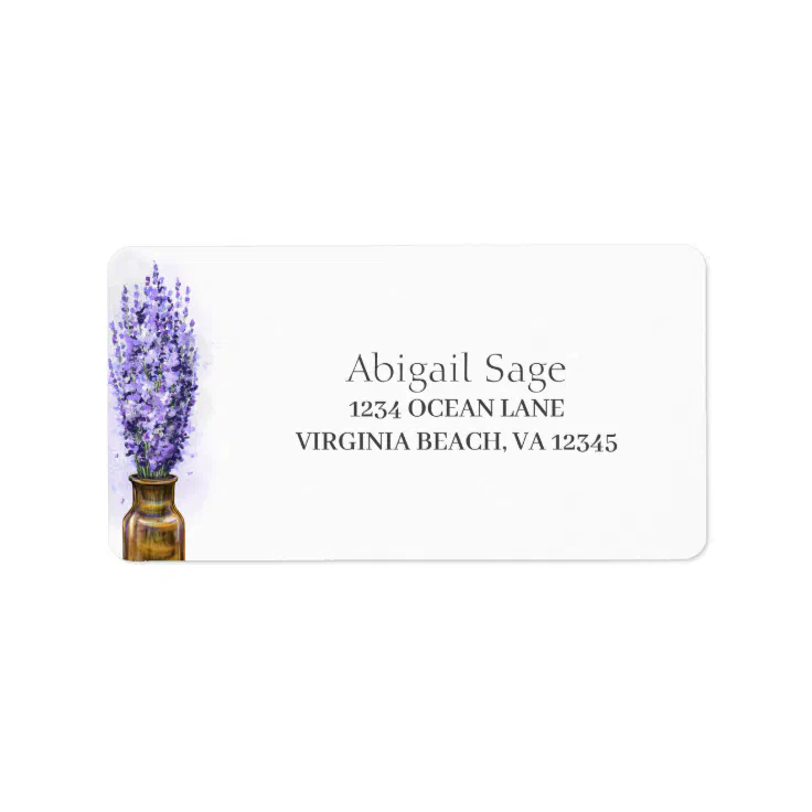 Lavender Flowers Stylish Modern Floral Address Label | Zazzle
