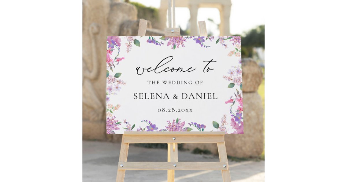 Lavender Flowers Violet Wedding Welcome Sign | Zazzle