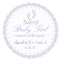 Lavender Footprints- Baby Shower Classic Round Sticker | Zazzle