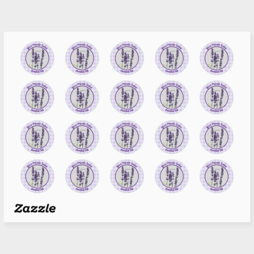 Lavender Gingham Private Essential Oils label | Zazzle