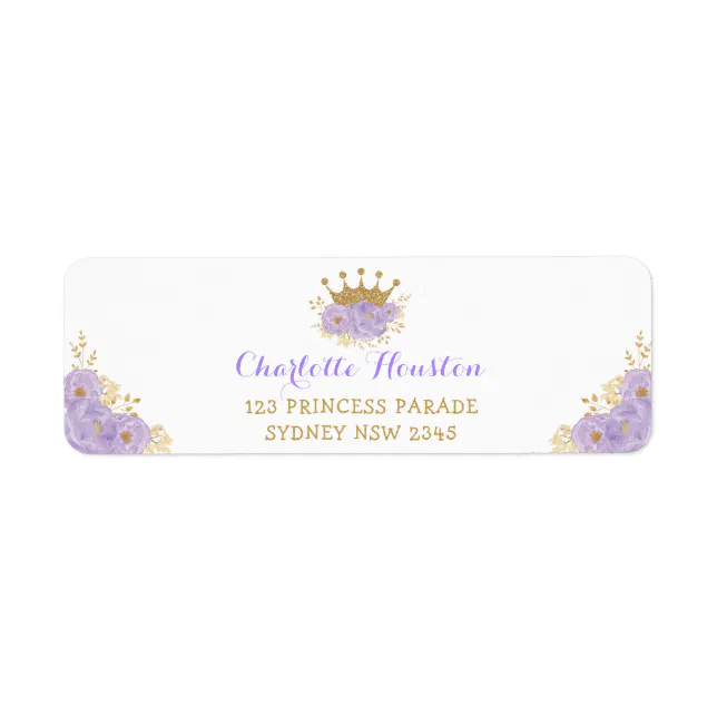 Lavender Gold Crown Princess Royal Floral Label | Zazzle