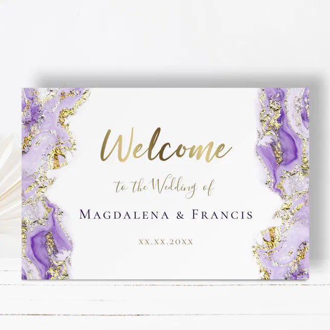 lavender gold design wedding sign | Zazzle