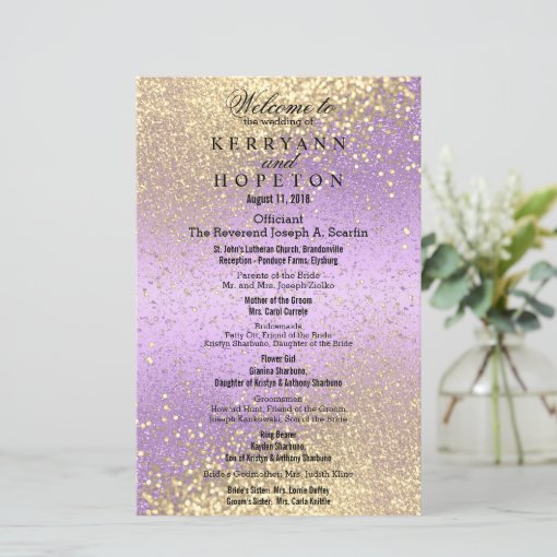 Lavender & Gold Glitter - Program | Zazzle