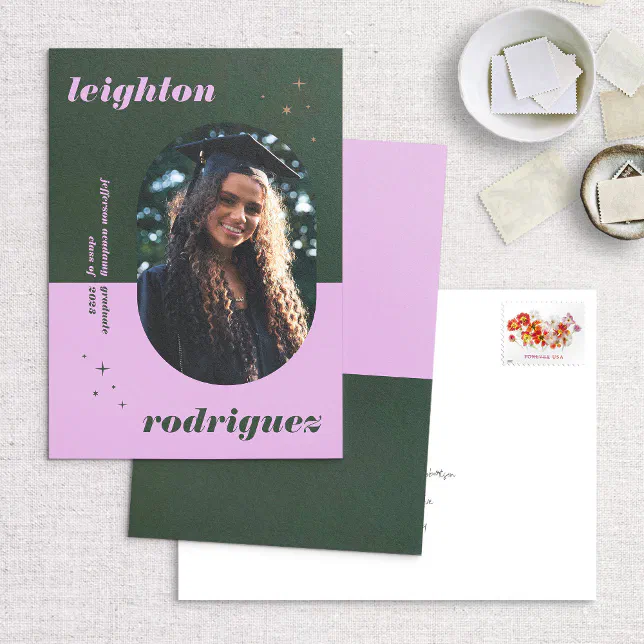 Lavender & Green Photo Graduation Announcement | Zazzle