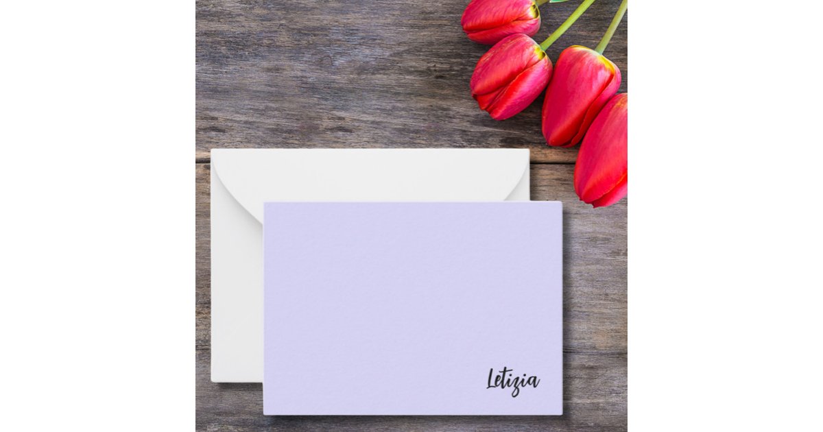 Lavender Handwritten Name Note Cards | Zazzle
