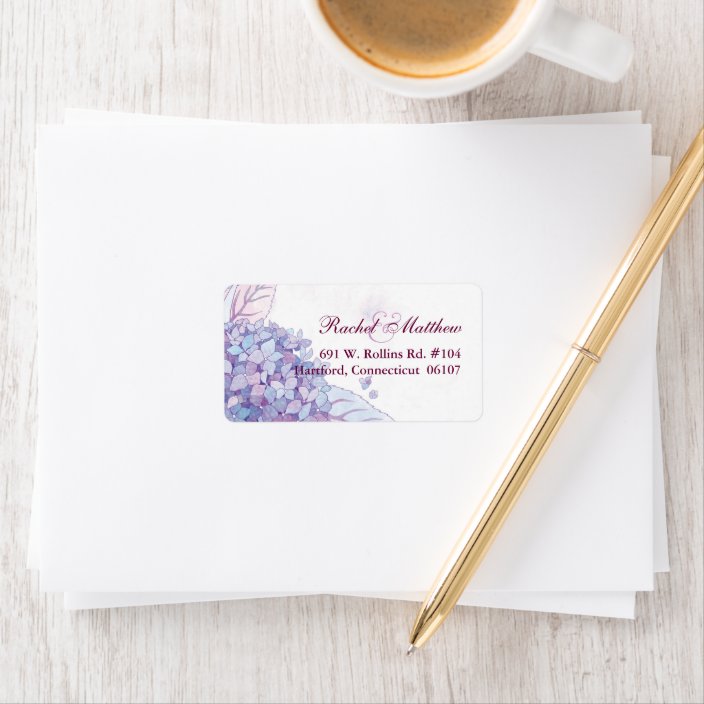 Lavender Hydrangeas Wedding Address Label | Zazzle.com