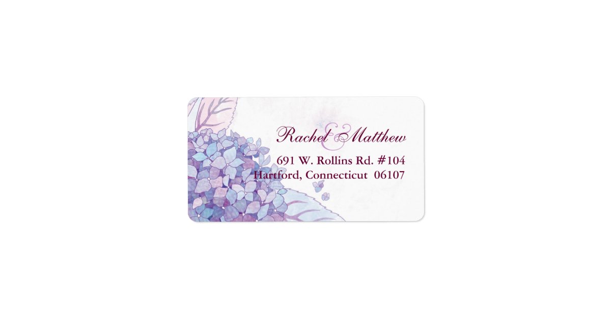 Lavender Hydrangeas Wedding Address Label | Zazzle