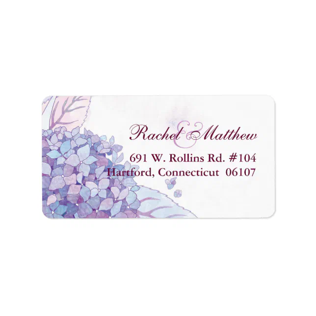 Lavender Hydrangeas Wedding Address Label | Zazzle
