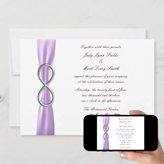 Lavender Infinity Wedding Invitation | Zazzle