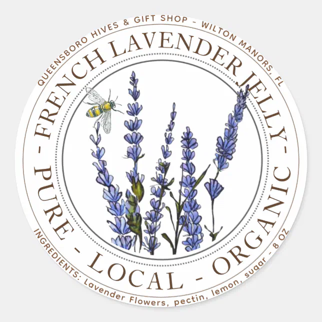 LAVENDER JELLY LABEL with lavender and honeybee | Zazzle