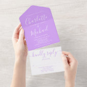 Lavender Lilac Elegant Script Minimalist Wedding All In One Invitation ...