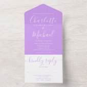 Lavender Lilac Elegant Script Minimalist Wedding All In One Invitation ...