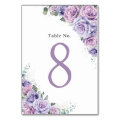 Lavender Lilac Purple Floral Birthday Quinceanera Table Number | Zazzle