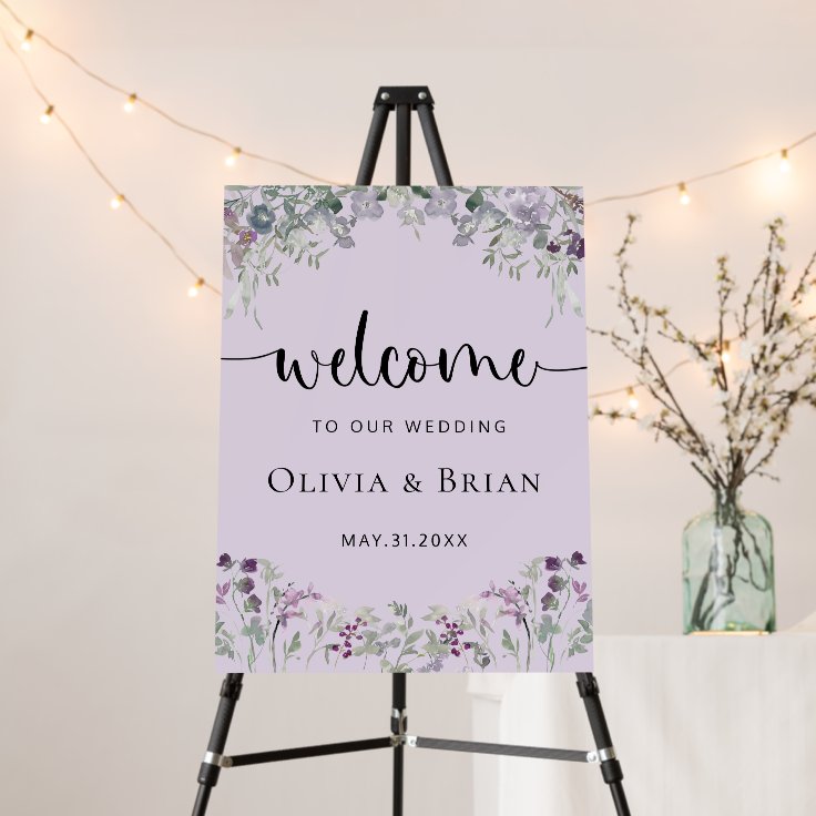 Lavender Lilac Wedding Welcome Sign | Zazzle