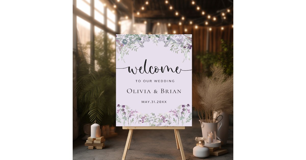 Lavender Lilac Wedding Welcome Sign | Zazzle